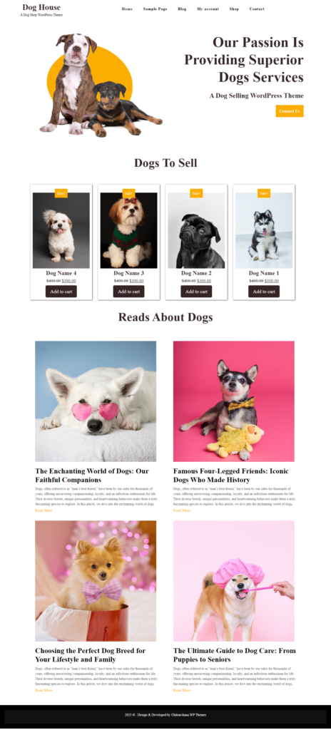 Dog House Free WordPress Theme - CA Wordpress Themes