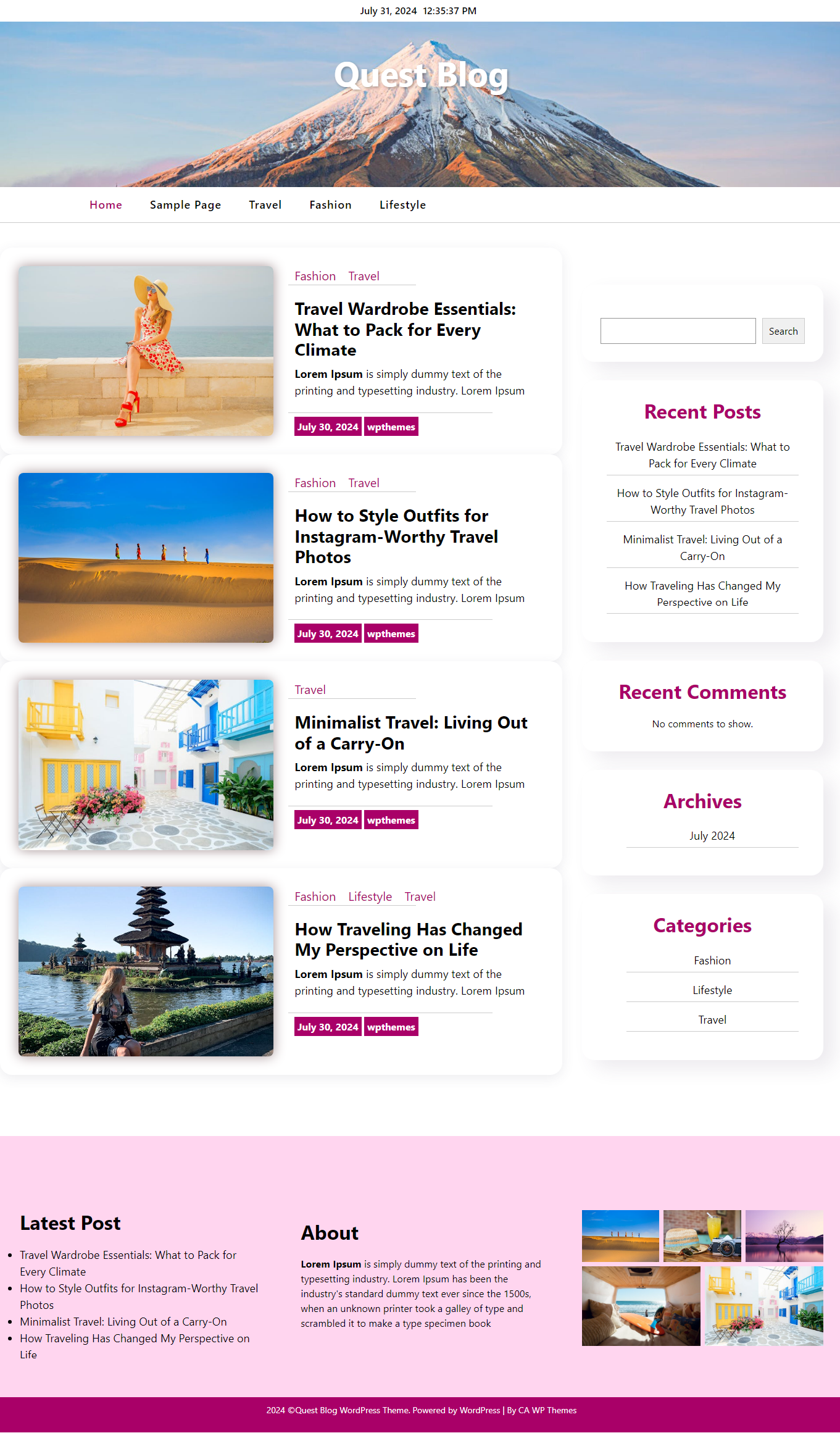 Quest Blog Free WordPress Theme - CA Wordpress Themes